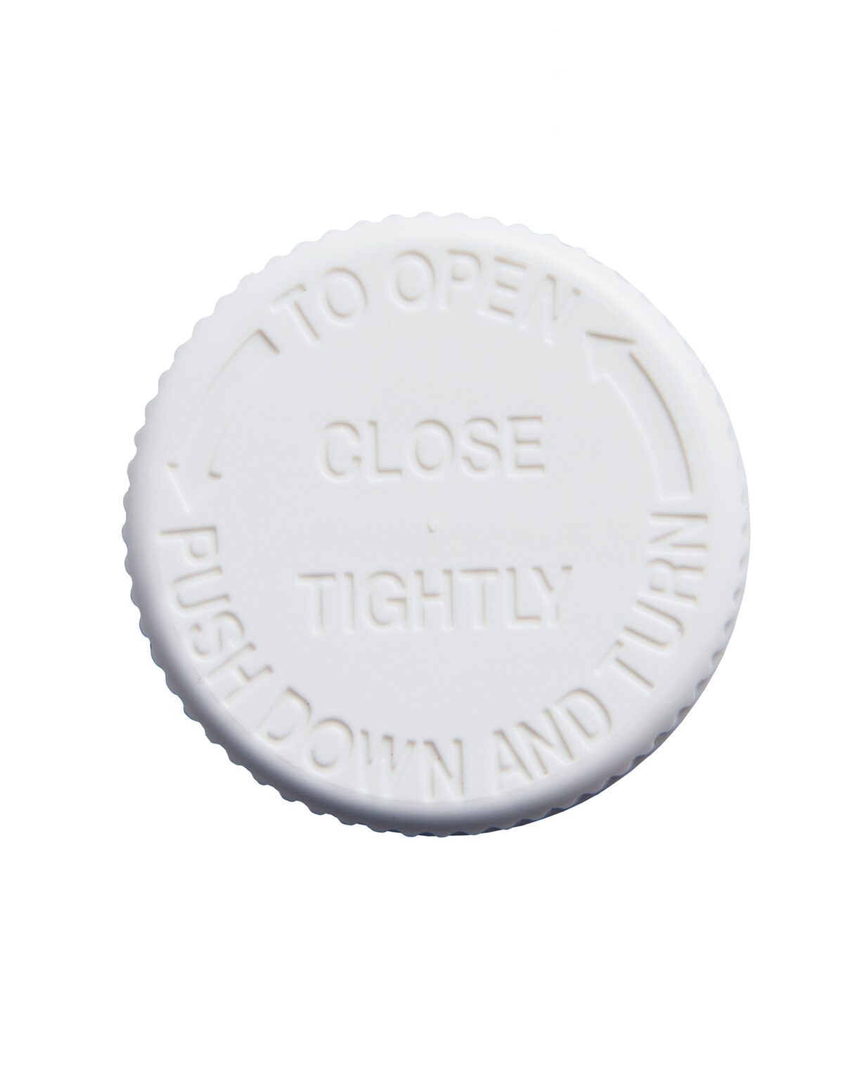 PharmaSure™ 28 mm SecuRx® Ribbed Side Text Top CRC - Drug Plastics & Glass